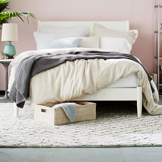 Watercolor Trellis Wool Shag Rug - Ivory | west elm